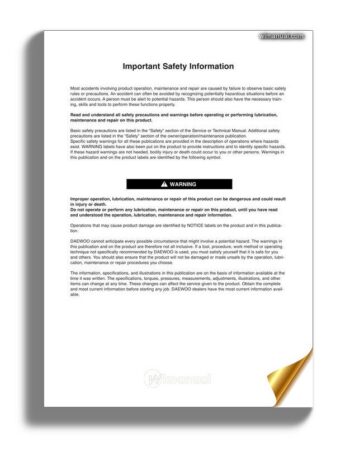 Daewoo Lift Trucks Diesel Engine 3 3 L (Db33a) Service Manual