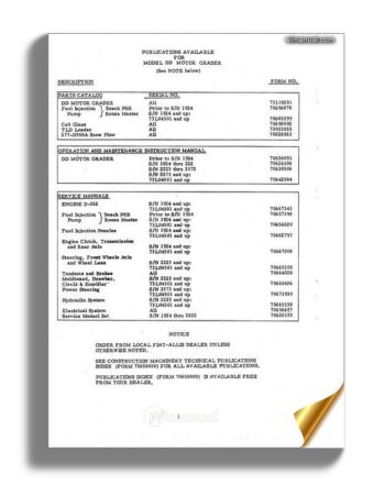 Allis Chalmers 816 816b Backhoe Loader Parts Catalog