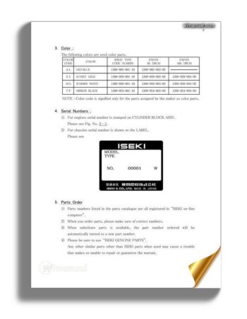 Iseki Th4260 4290 4330 Parts Manual